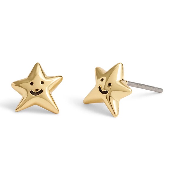 Coach | Jewelry | Coach Gold Smiley Star Stud Earrings New | Poshmark